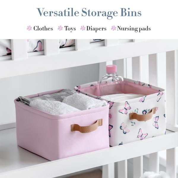 My Little Zone - 2 Pack Nursery Storage Bins (White & Light Pink)